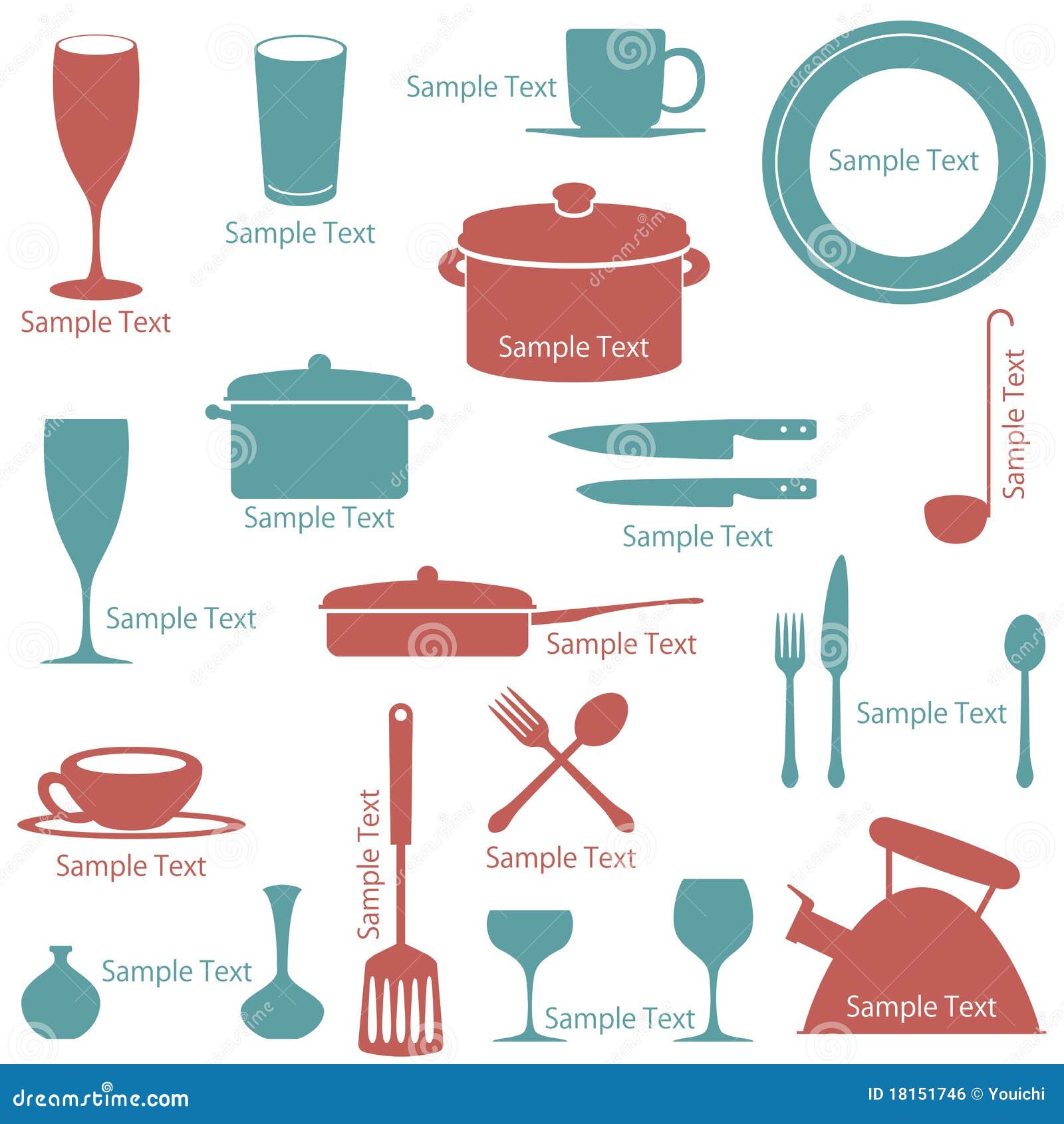 Kitchen accessory set stock vector. Illustration of dishware - 18151746