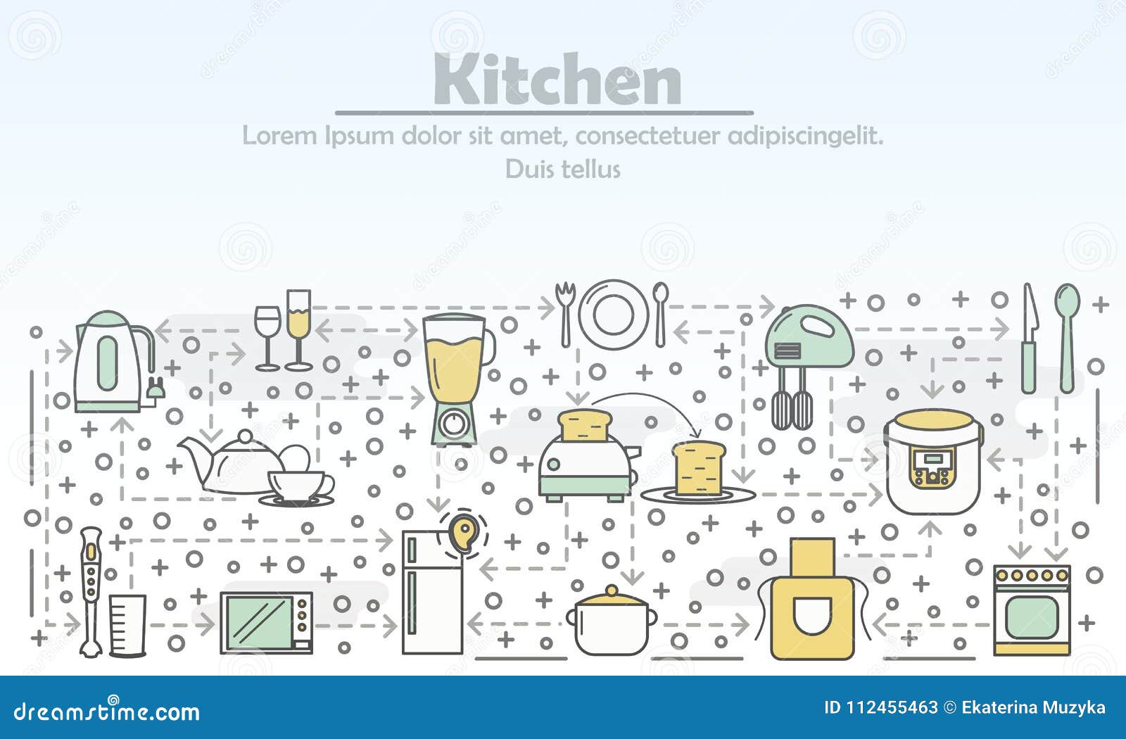 Kitchen Advertising Vector Flat Line Art Illustration Stock Vector ...