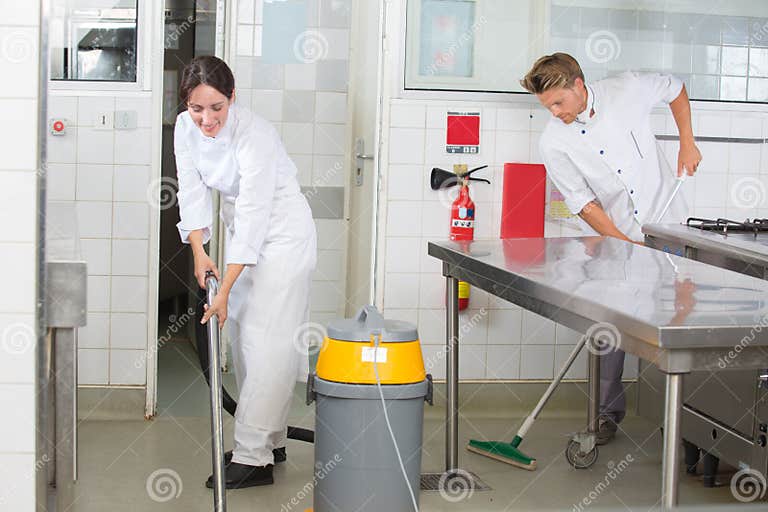 Kitchen Aids Cleaning Restaurant Kitchen Stock Photo - Image of work ...