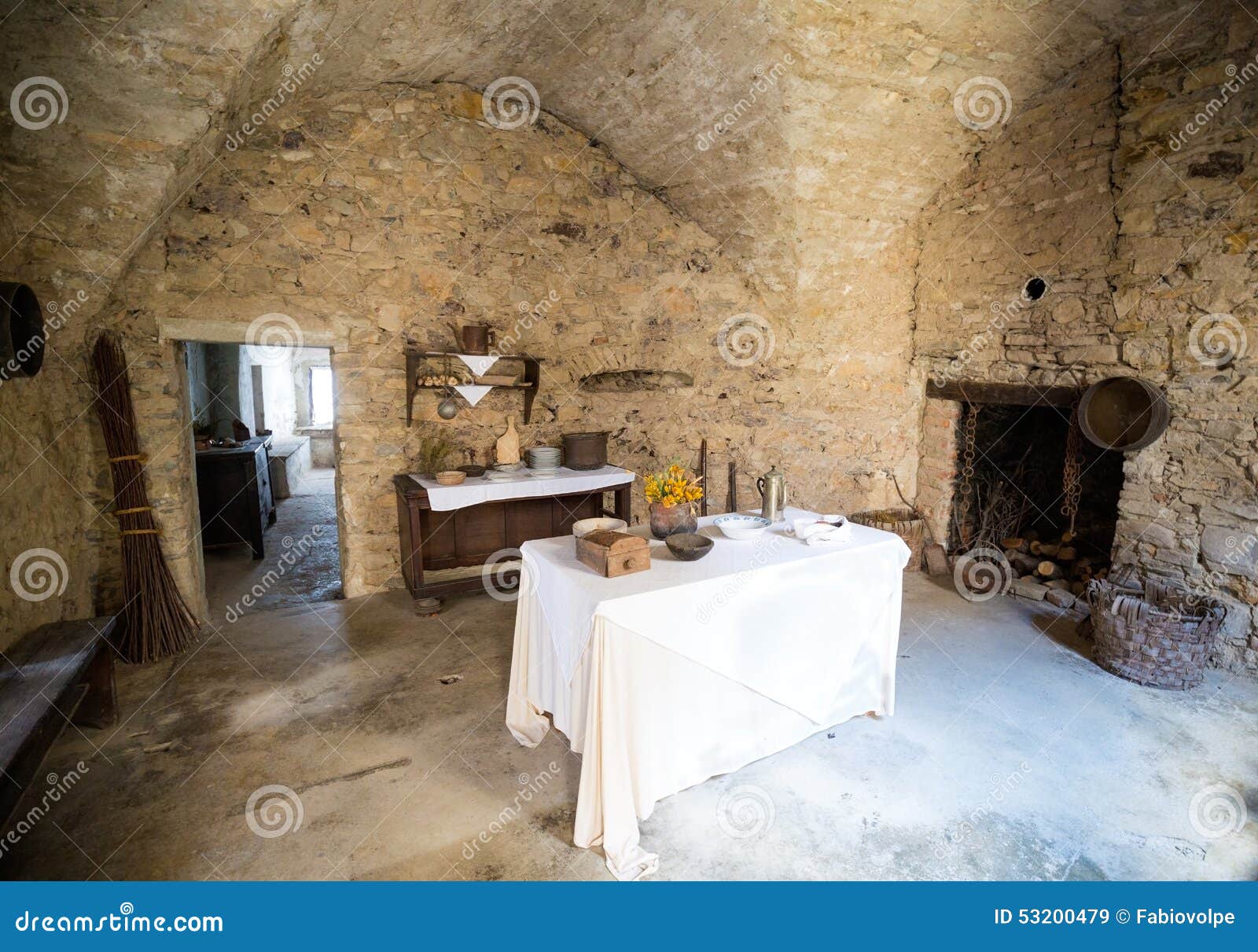 Kitchen of ancient castle stock image. Image of europe - 53200479