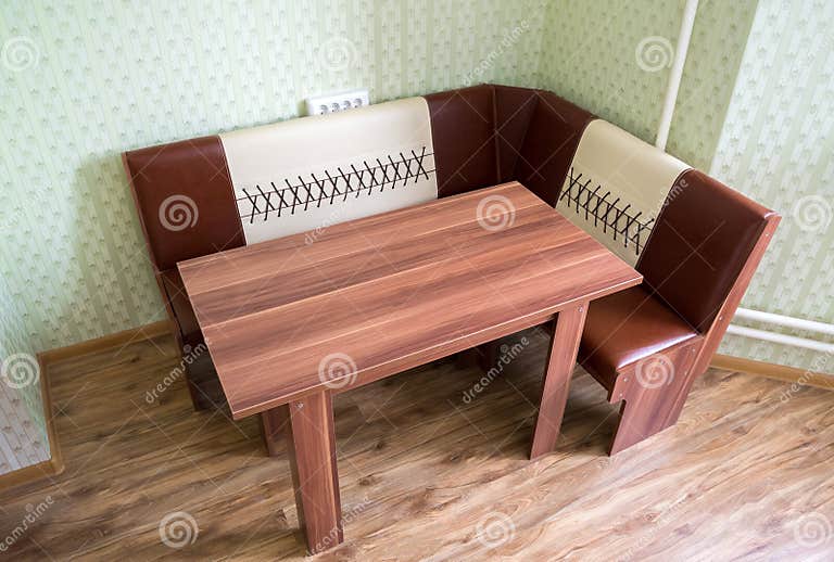 Kitchen Angular Sofa and Table Stock Image - Image of nook, soft: 37487325
