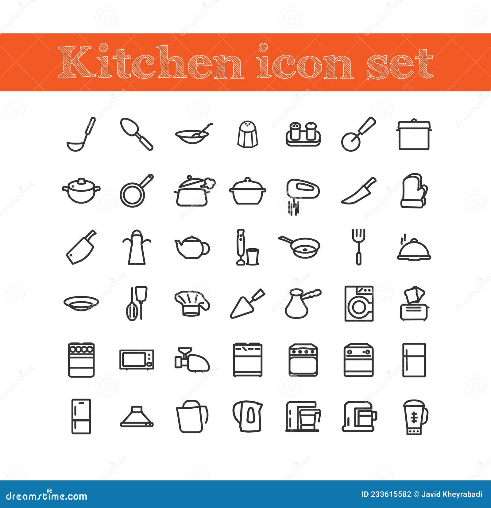 Kitchen appliance icon set stock illustration. Illustration of ...