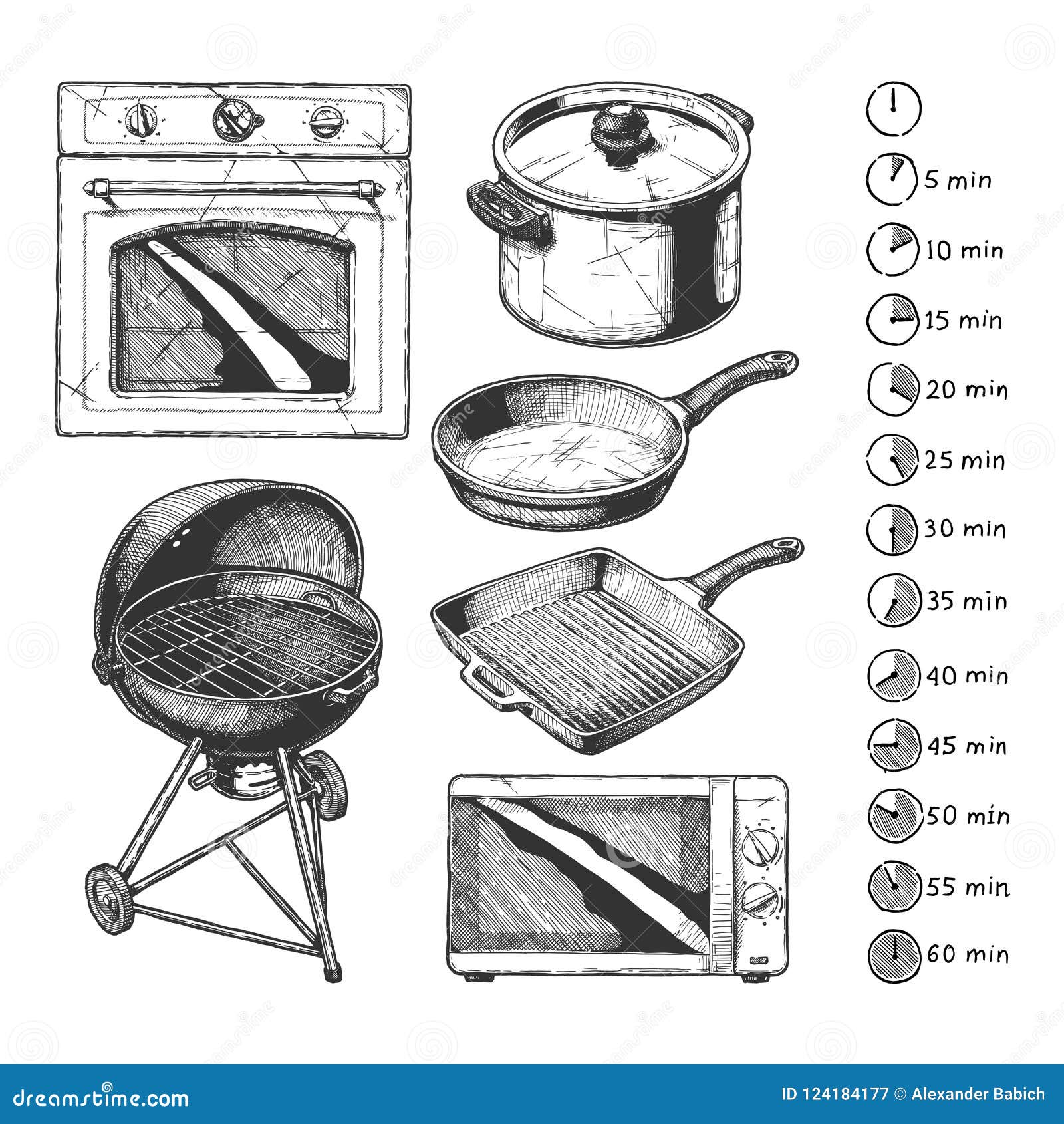 Kitchen appliance set stock vector. Illustration of drawing - 124184177