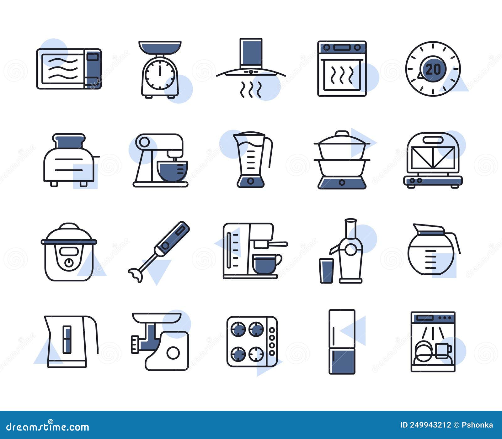 Kitchen Appliances Electronic Equipment Icon Set Stock Vector ...