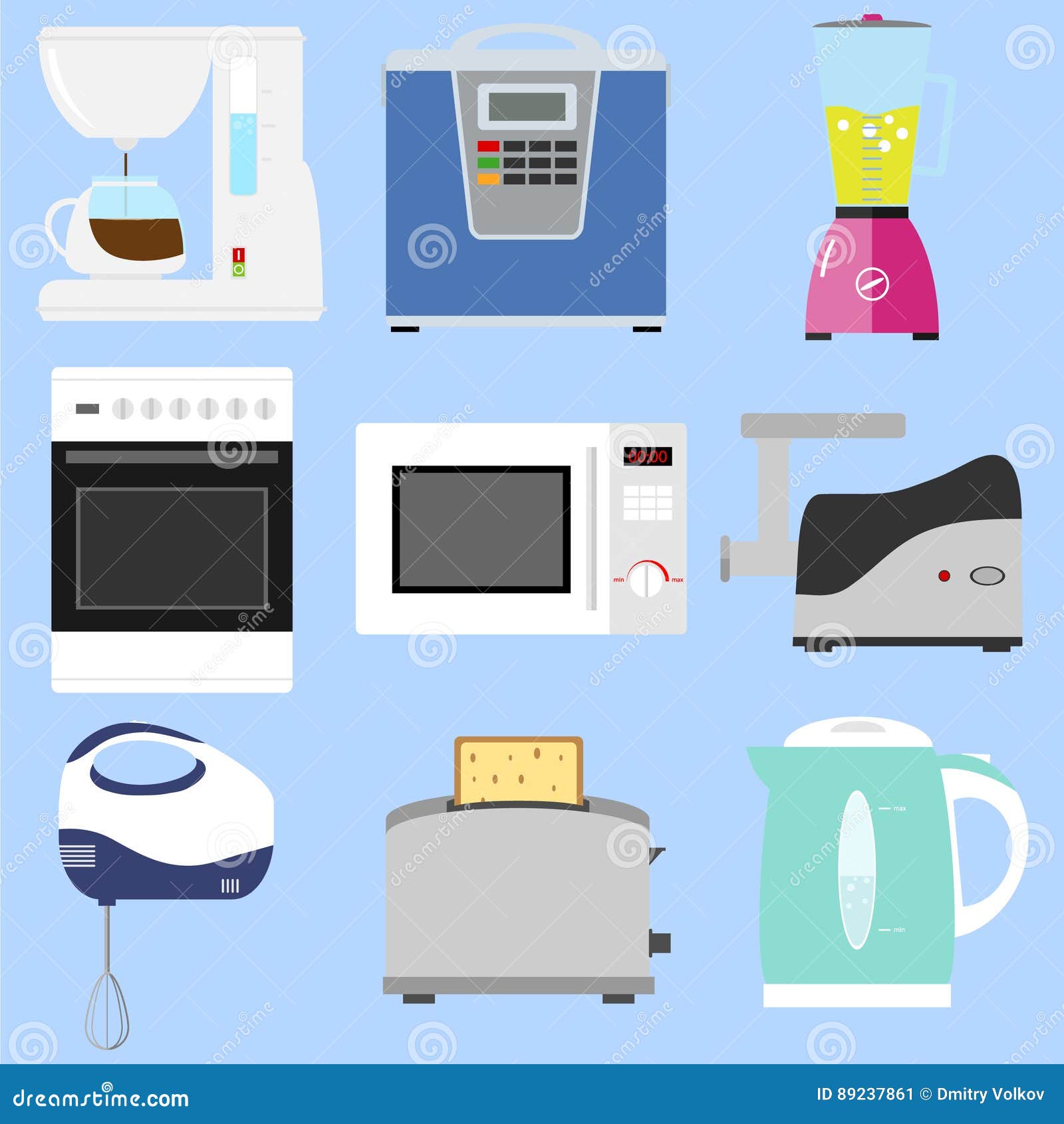 Kitchen appliances stock illustration. Illustration of device - 89237861