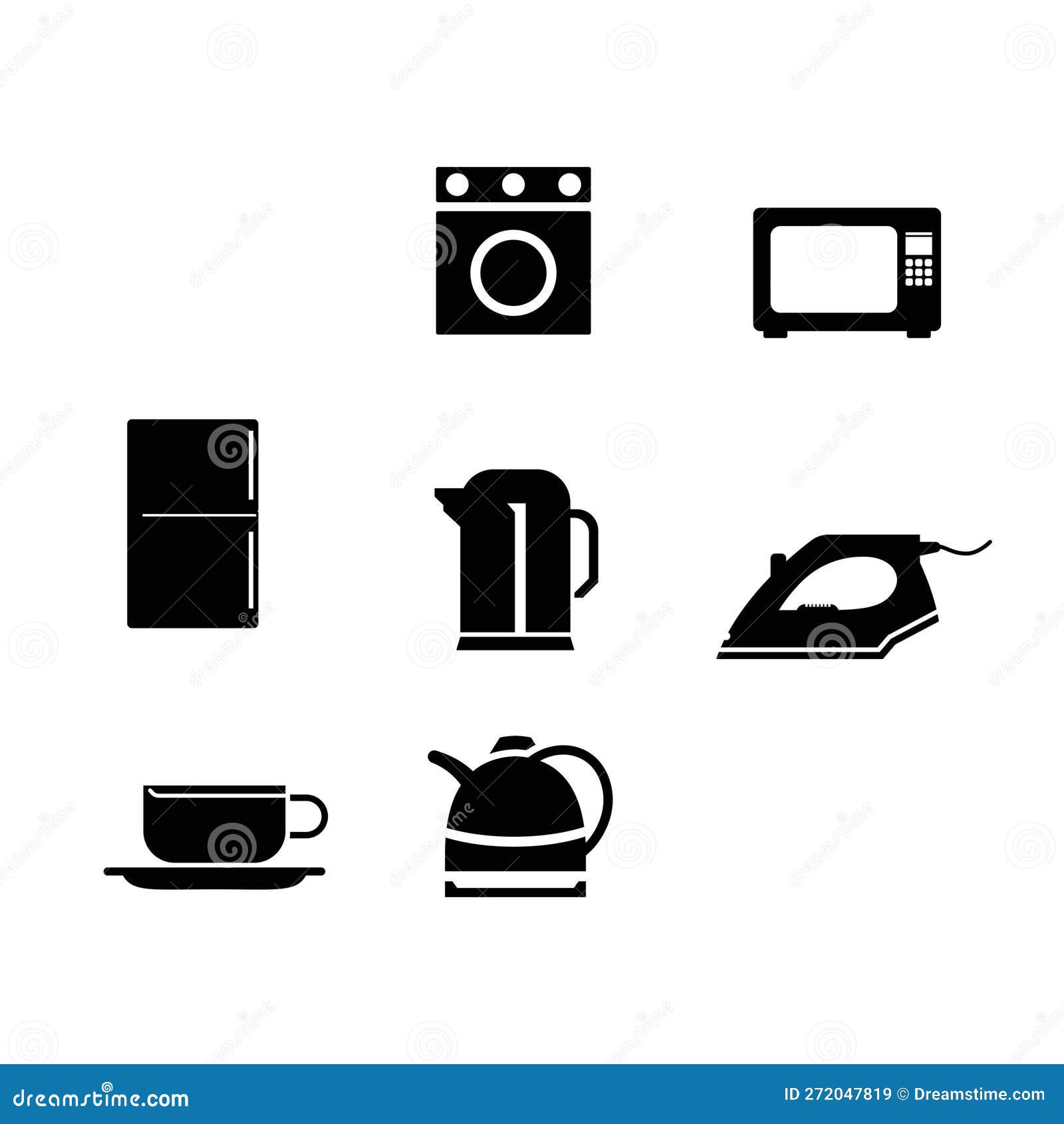 Kitchen Appliances Icons Black & White Set Big Stock Vector ...