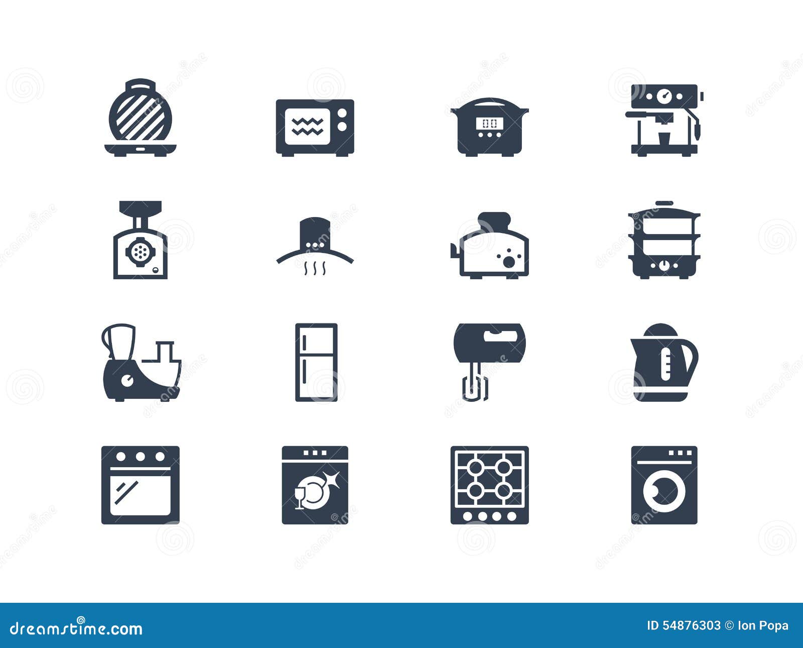 Kitchen appliances icons stock vector. Illustration of processor - 54876303