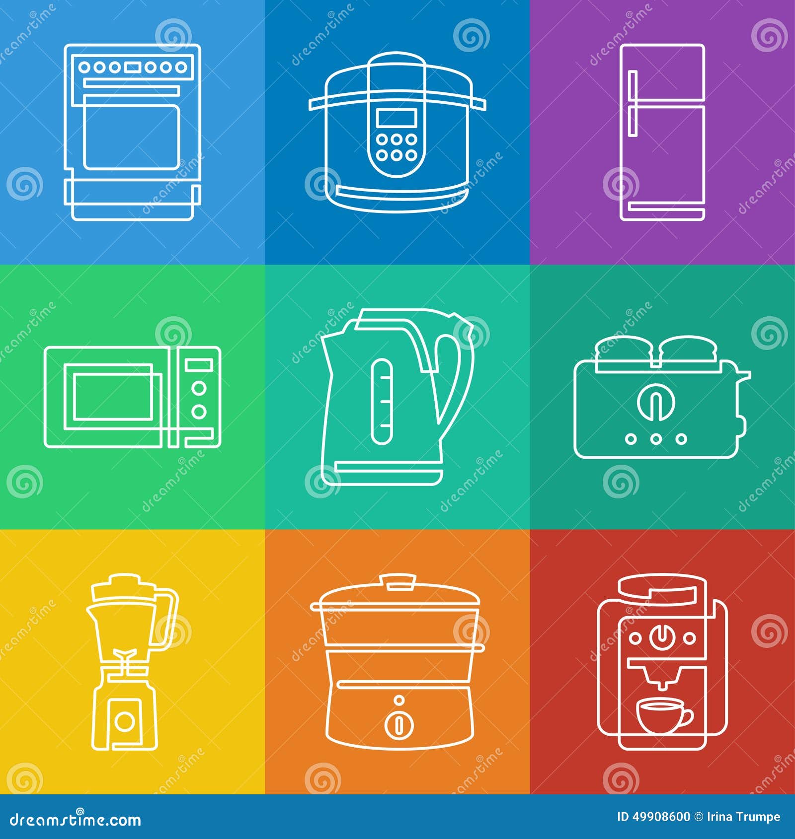 Kitchen appliances icons stock vector. Illustration of equipment - 49908600