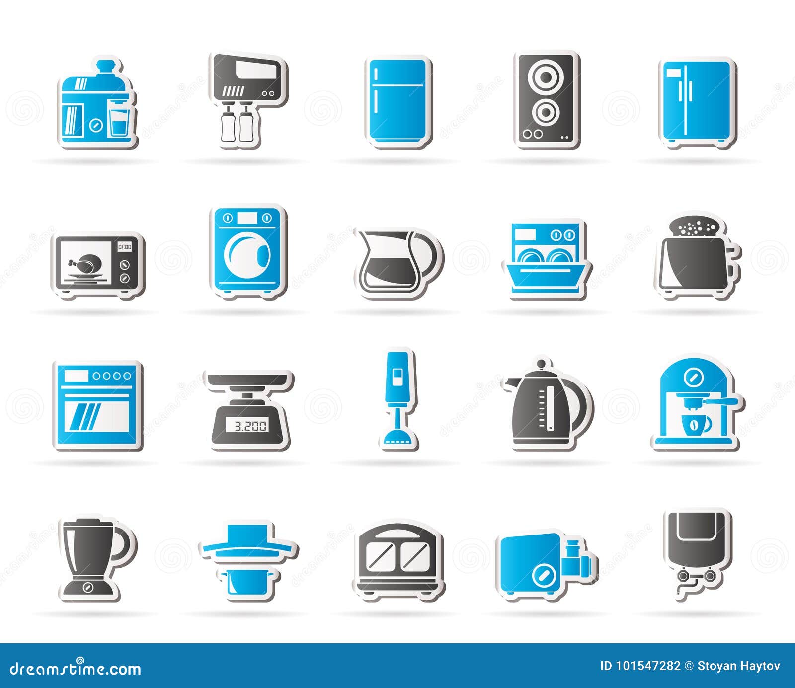 Kitchen Appliances and Kitchenware Icons Stock Illustration ...