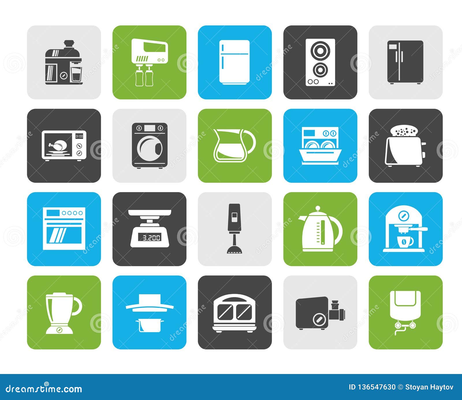 Kitchen Appliances and Kitchenware Icons Stock Vector - Illustration of ...