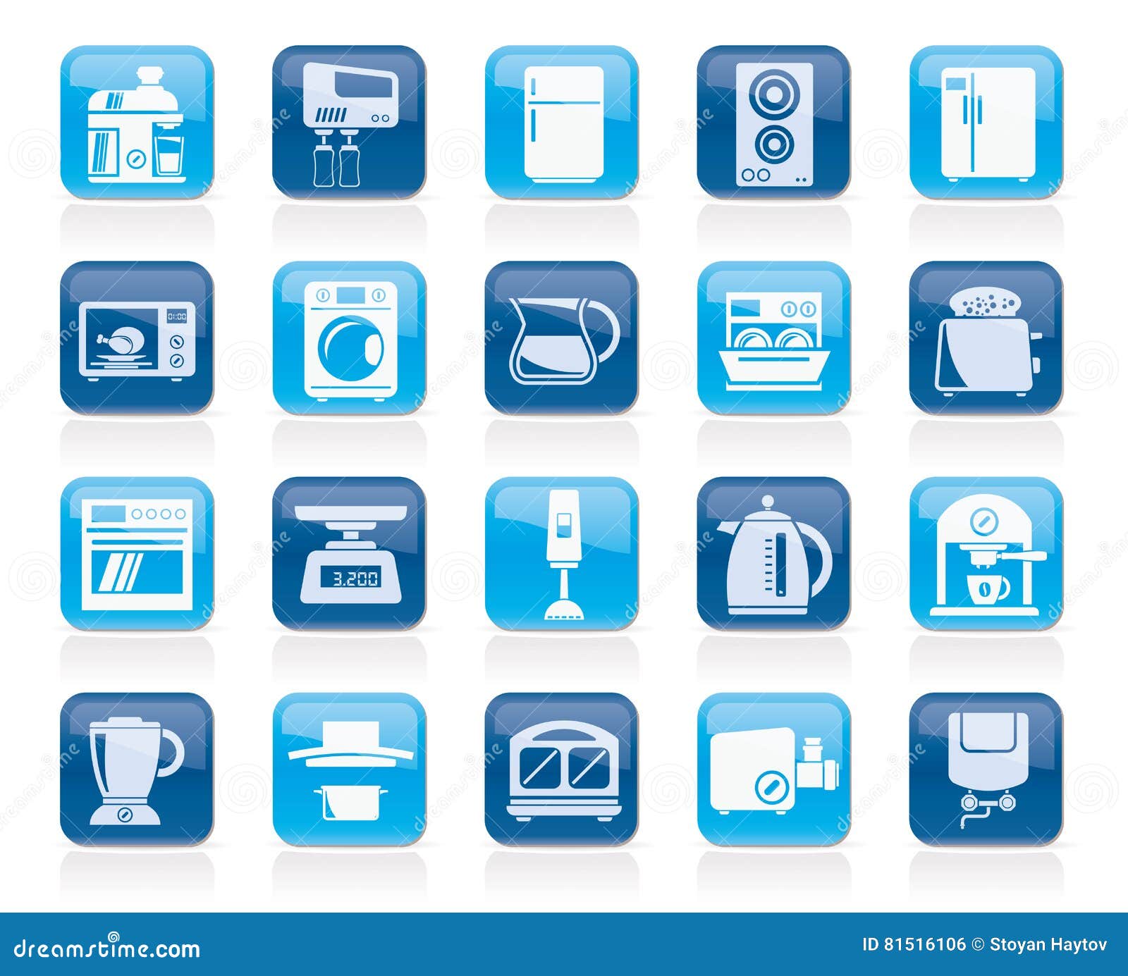 Kitchen Appliances and Kitchenware Icons Stock Vector - Illustration of ...