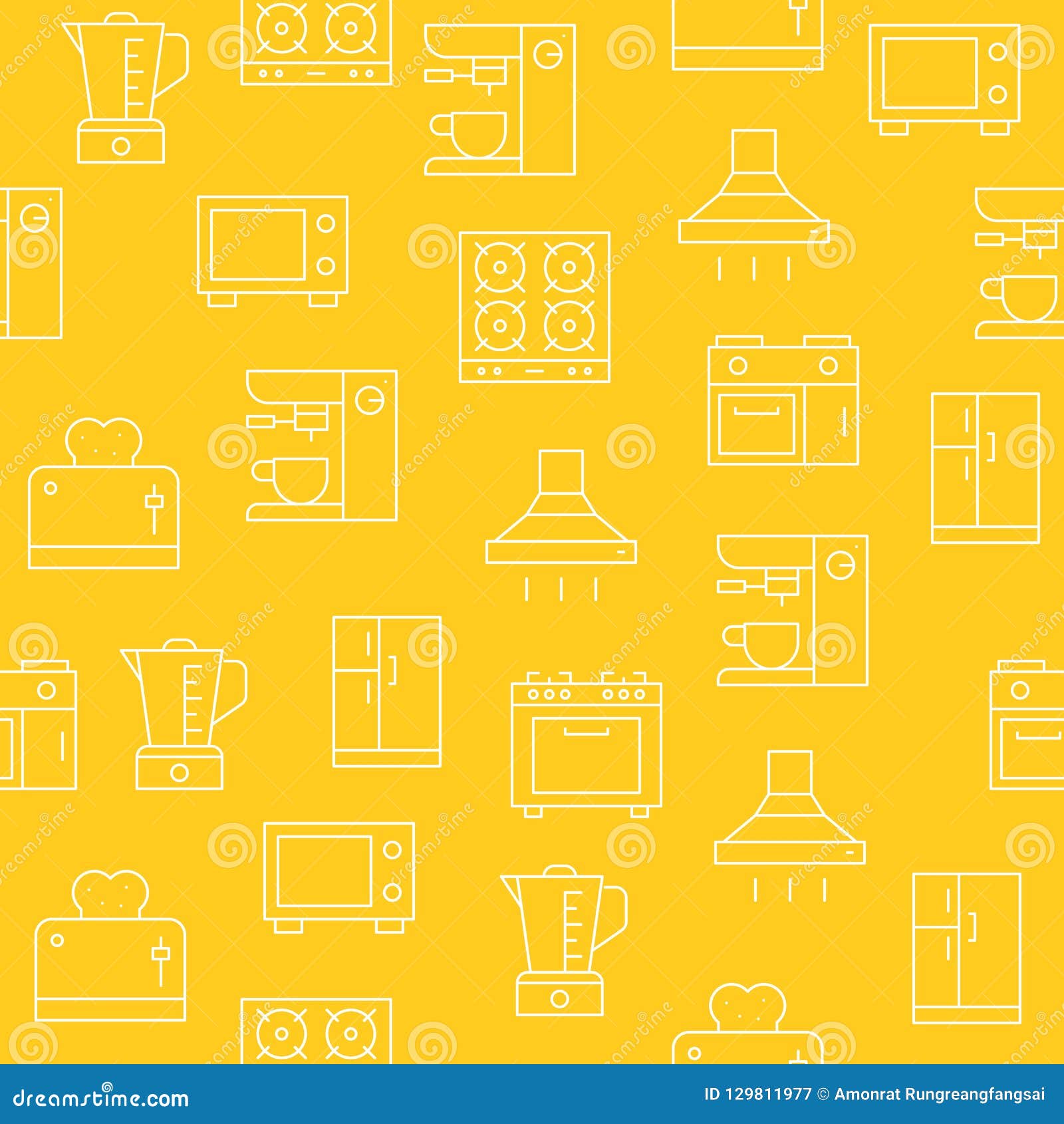 Kitchen Appliances Seamless Pattern for Wallpaper or Wrapping Pa Stock ...