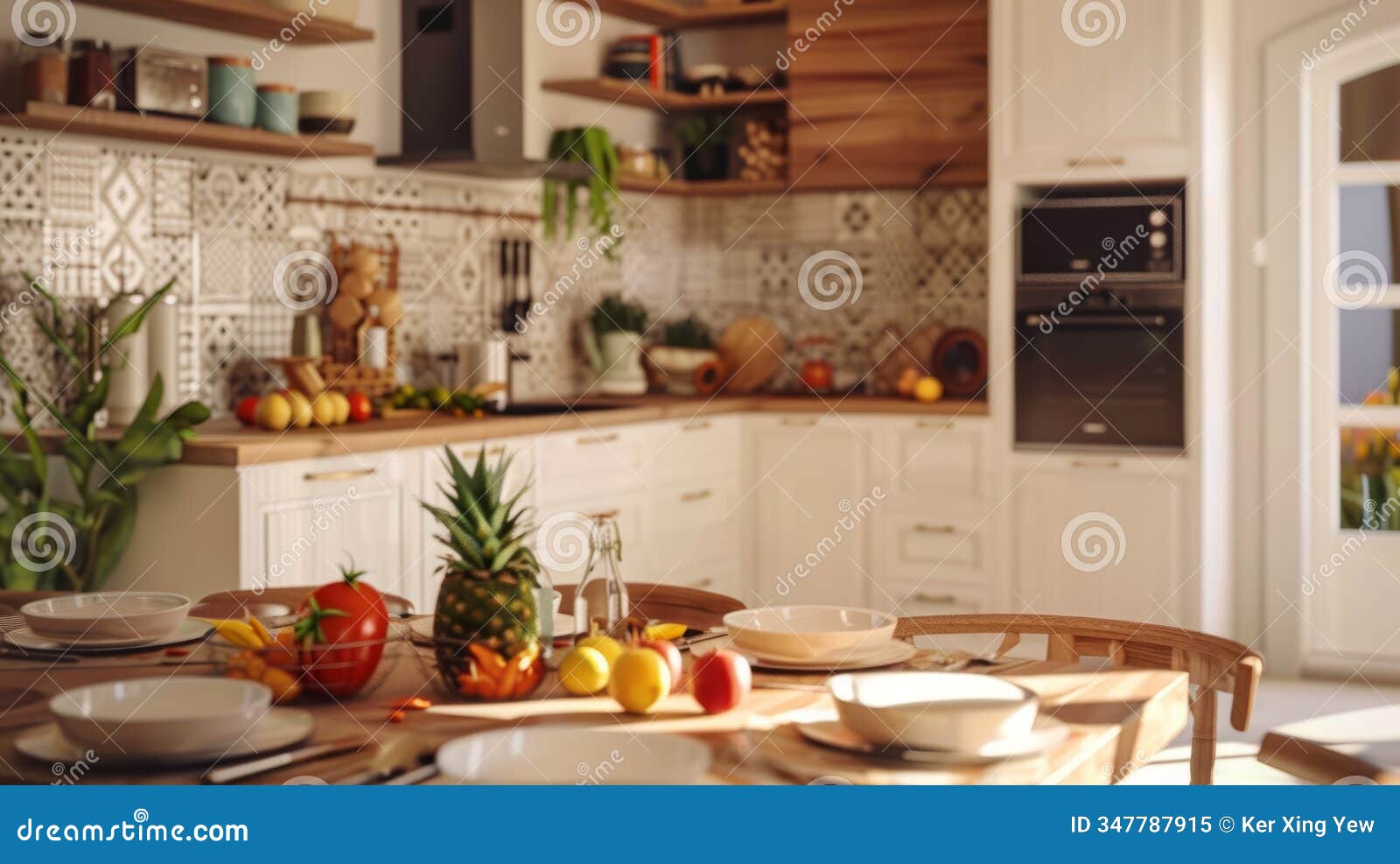 Kitchen Backdrop with Captivating Patterns Stock Illustration ...