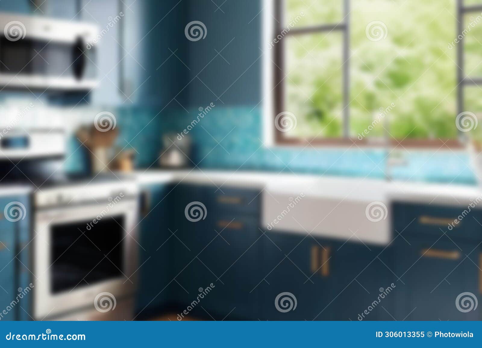Kitchen Background Blured . Generated by Ai Stock Illustration ...