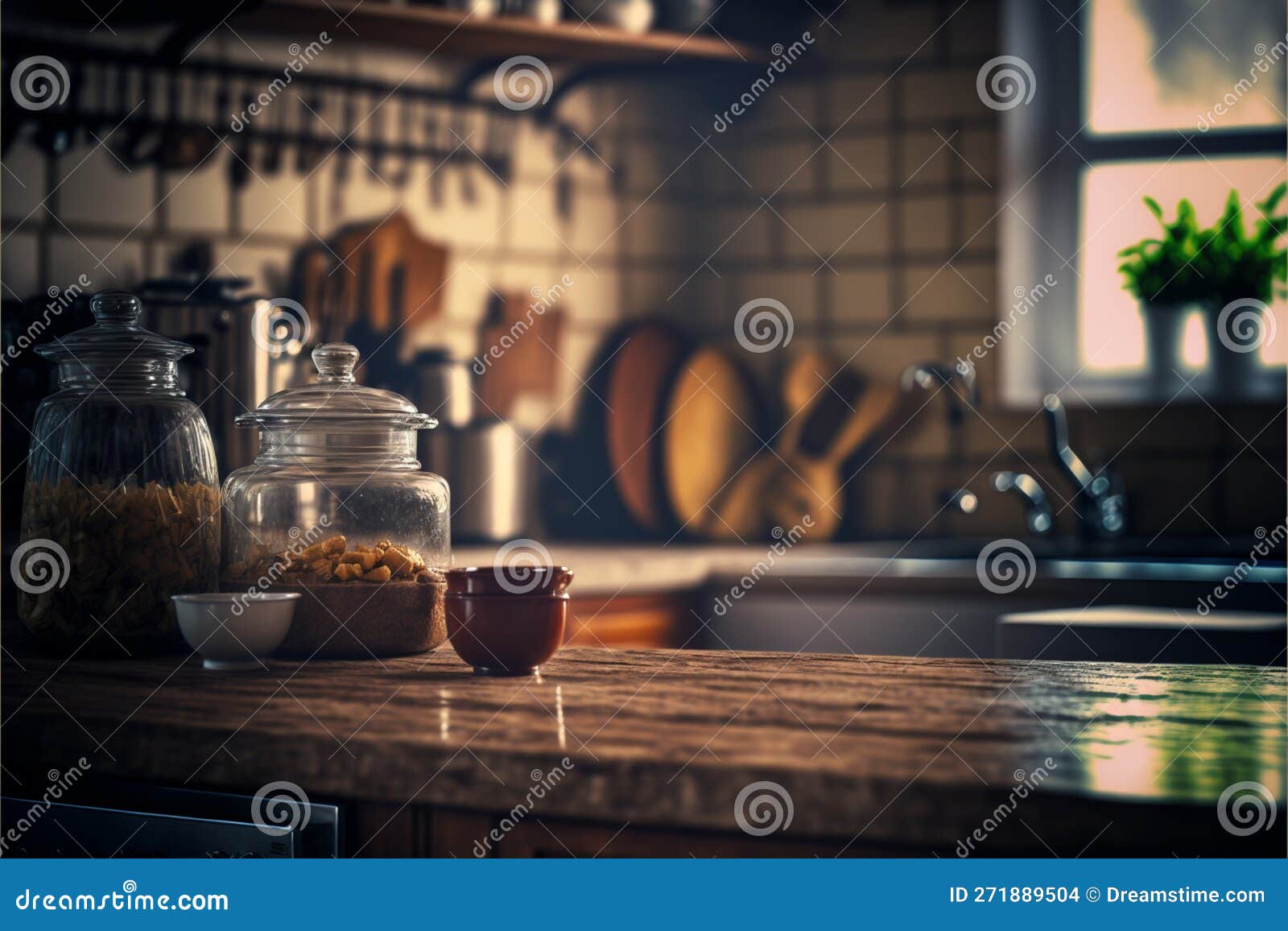 Kitchen Background at Home, with Full Detail of Utensils, Generative Ai ...