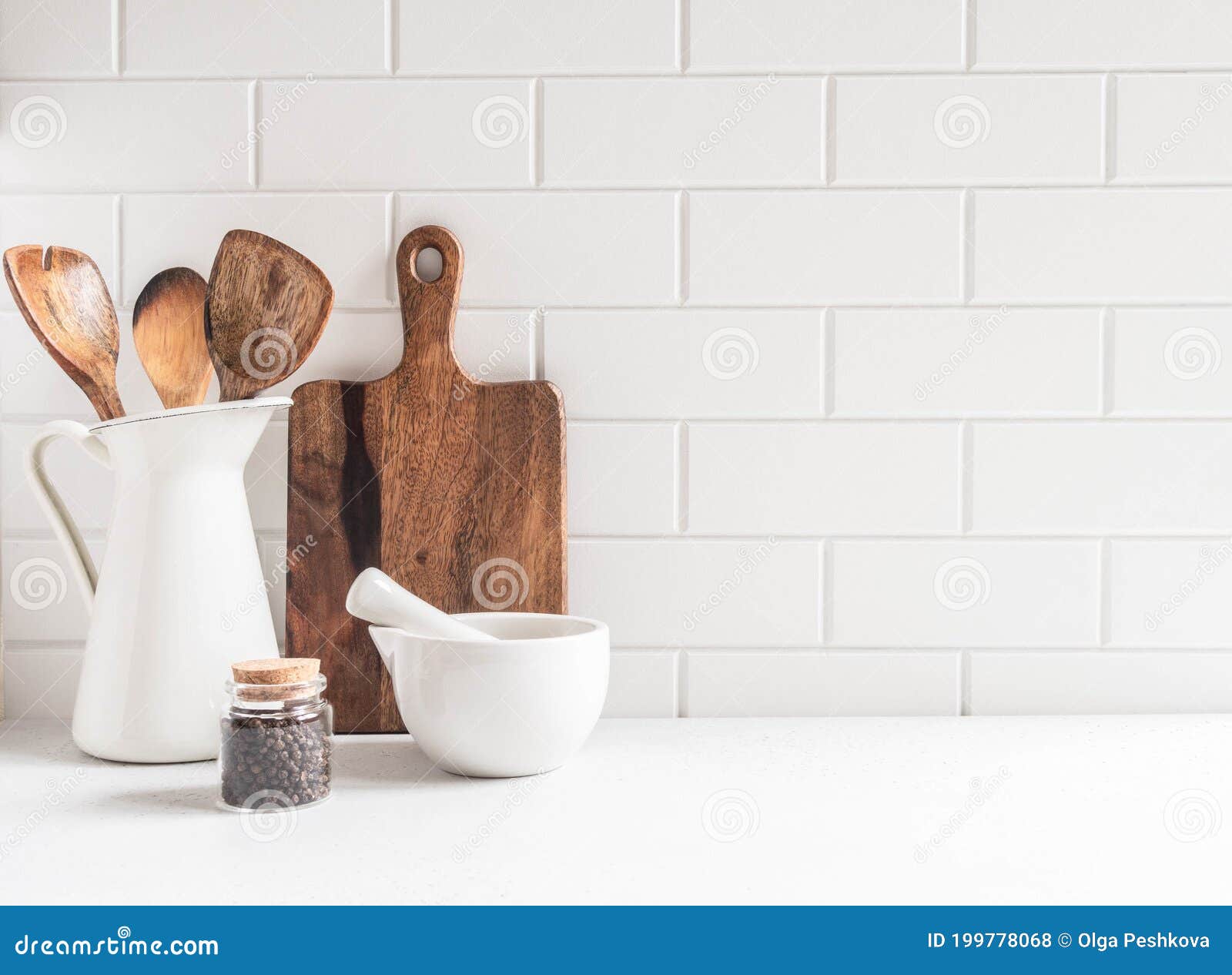 Kitchen Background with Kitchen Utensils Stock Photo - Image of ...