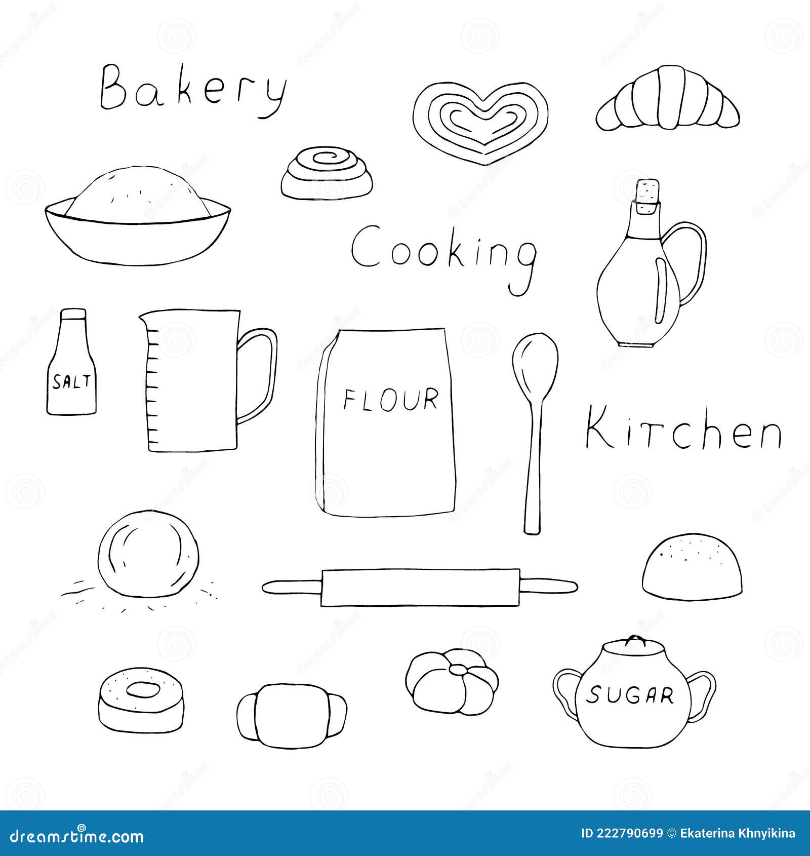 Kitchen and Baking Set, Products and Accessories for Baking, Vector ...