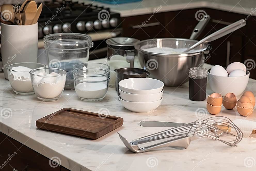 Kitchen with Baking Tools and Equipment on the Countertops, Ready for ...