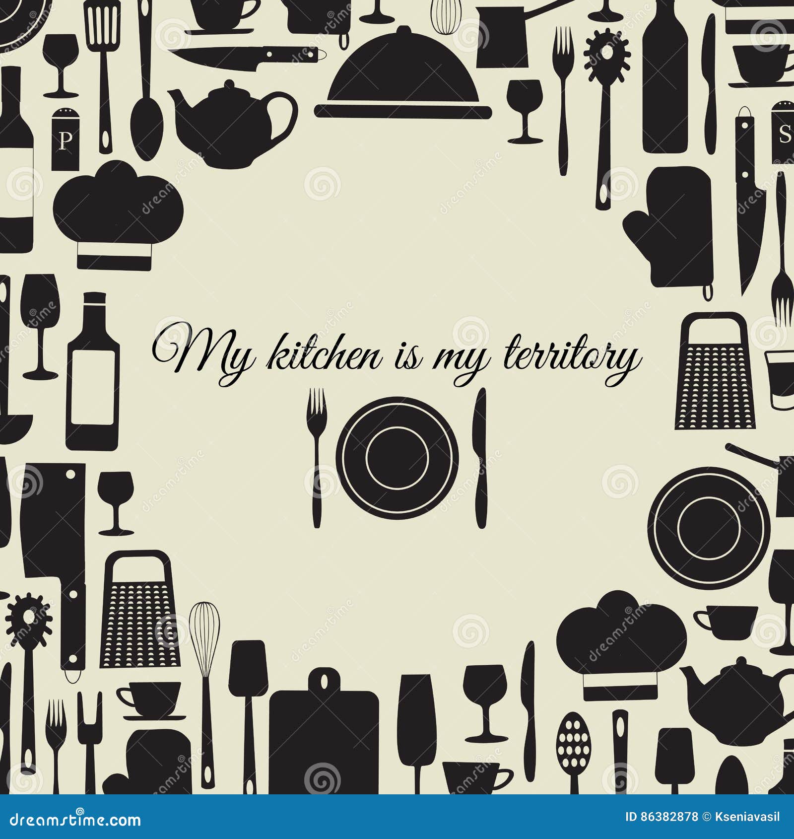 Kitchen Banner Background of Items of Food Stock Vector - Illustration ...