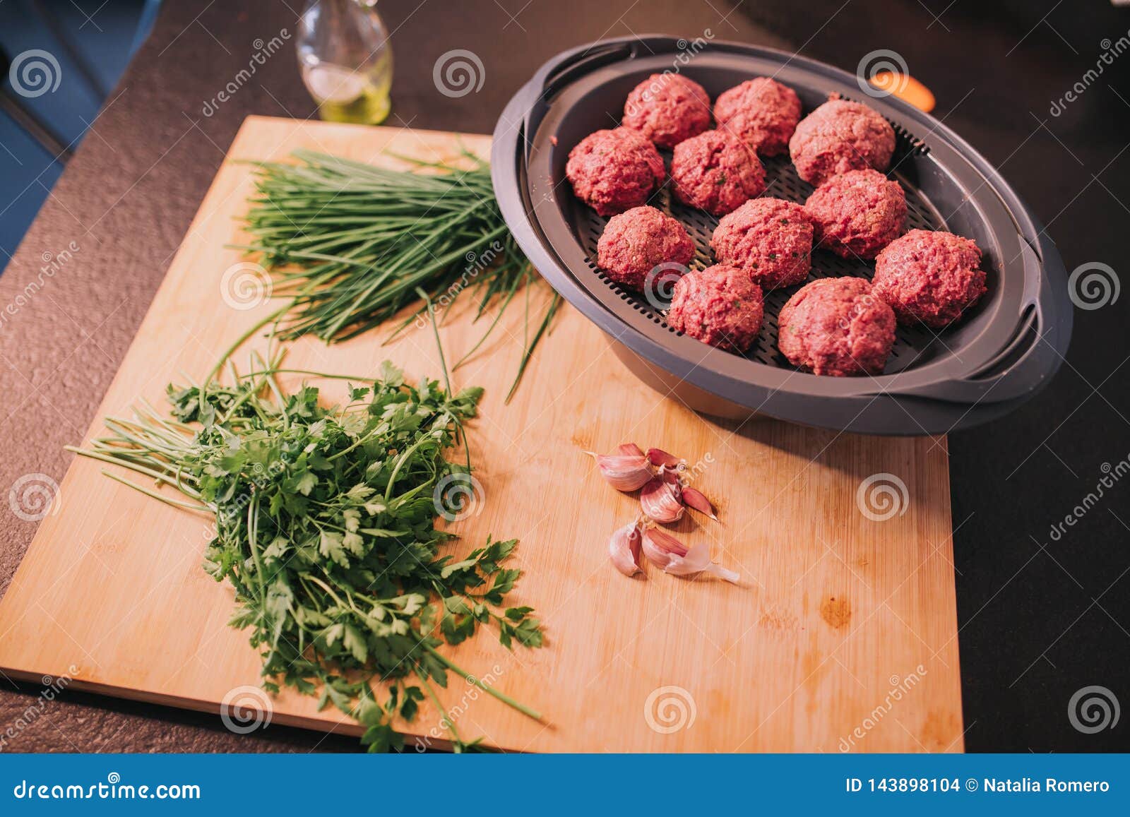A Kitchen Bar with a Food Source Prepared for Cooking Stock Photo ...