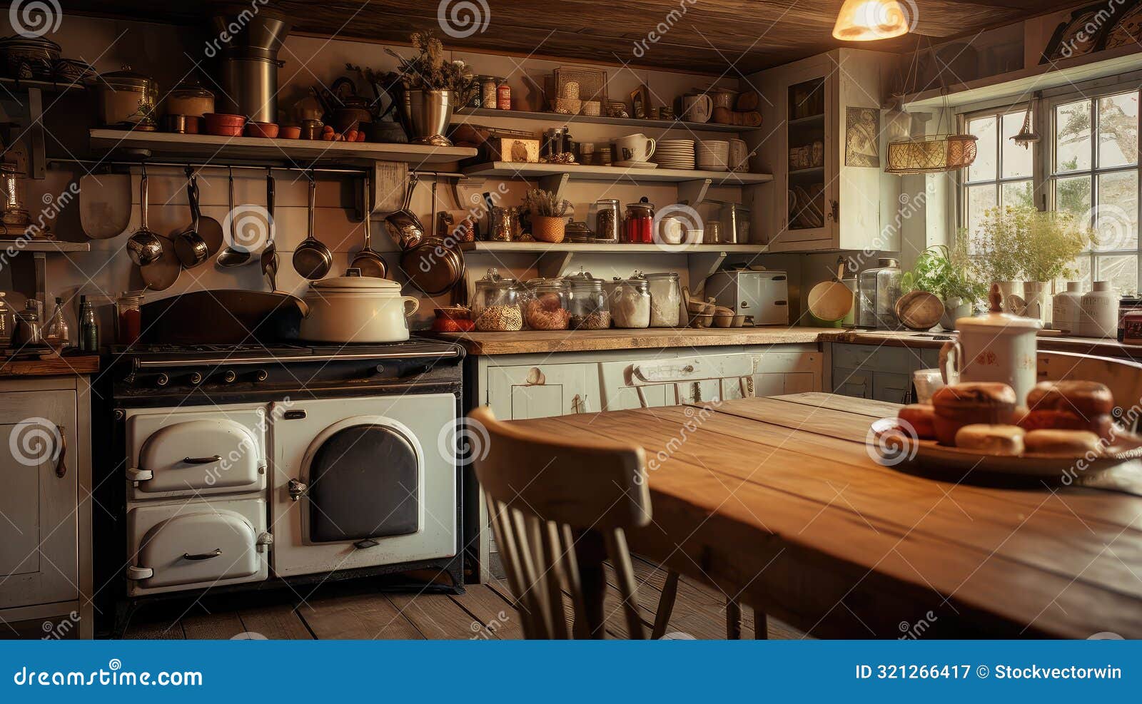 Kitchen Blurred Rustic Interior Stock Illustration - Illustration of ...