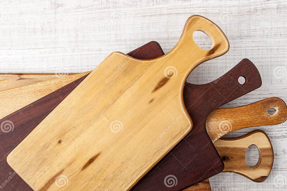 Kitchen Boards Set on the White Table Stock Photo - Image of equipment ...