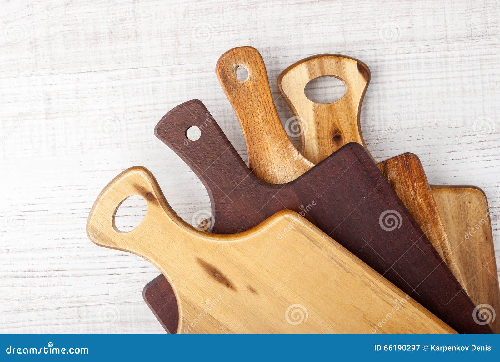 Kitchen Boards Set on the White Table Top View Stock Image - Image of ...