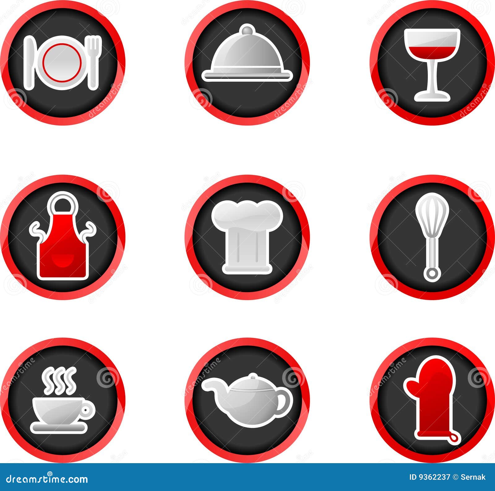 Kitchen buttons stock vector. Illustration of food, serving - 9362237