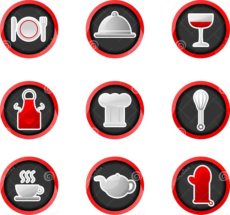 Kitchen buttons stock vector. Illustration of food, serving - 9362237