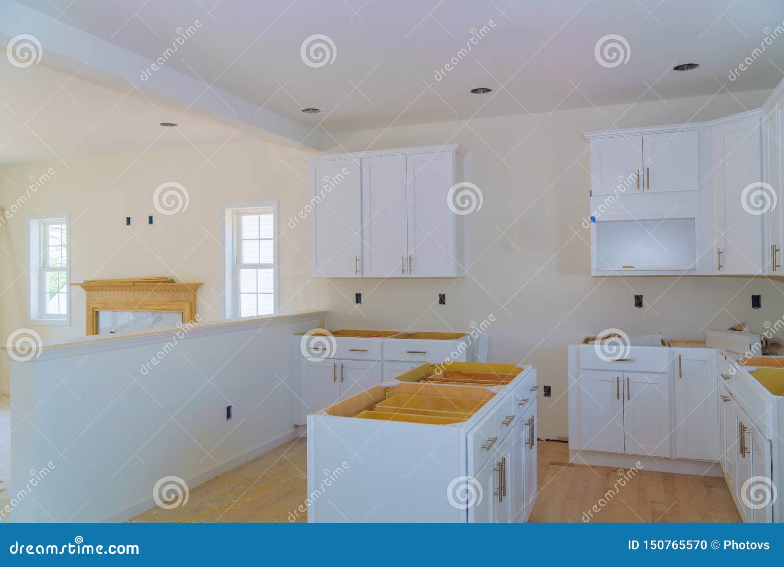 Custom Kitchen Cabinets of Installation Base of Kitchen Cabinets Stock ...