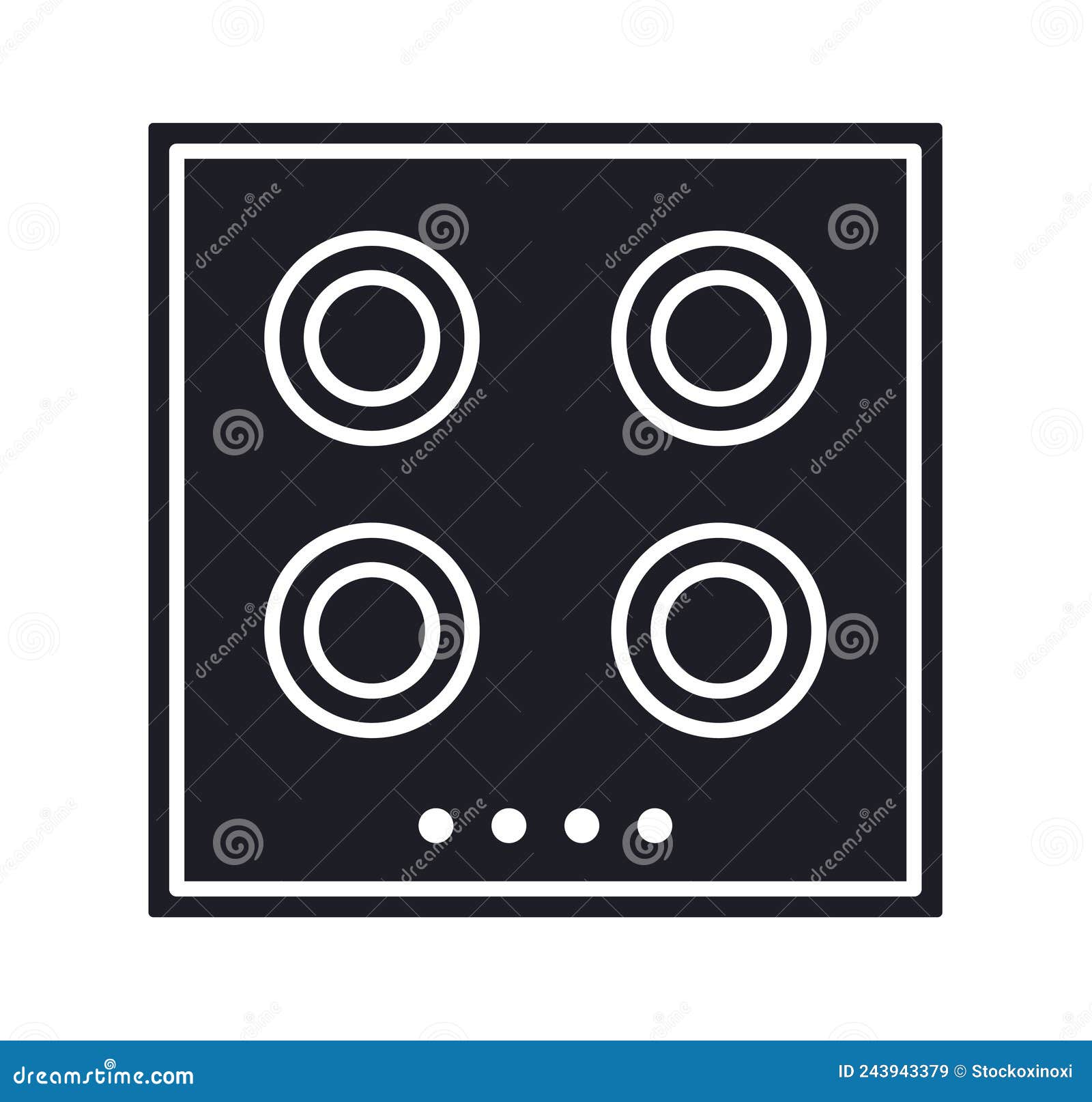 Kitchen Ceramic Hob Vector Icon Stock Vector - Illustration of symbol ...