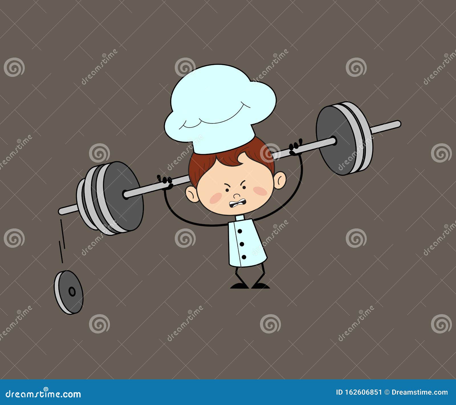 Kitchen Character Chef - Doing Weight Lifting Stock Vector ...