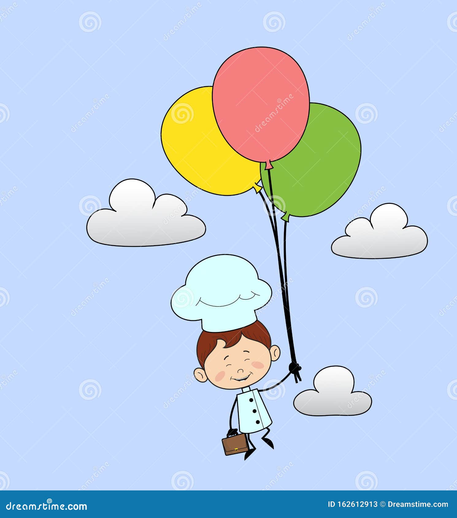 Kitchen Character Chef - Flying with Balloons Stock Vector ...