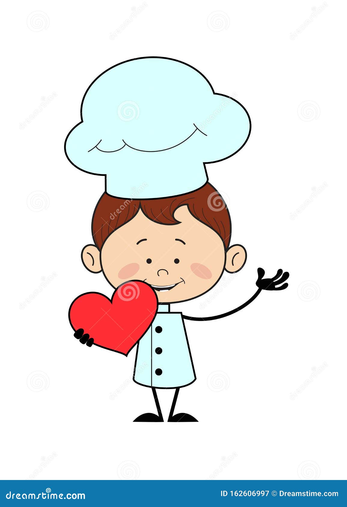 Kitchen Character Chef - Holding a Heart and Showing with Hand Stock ...