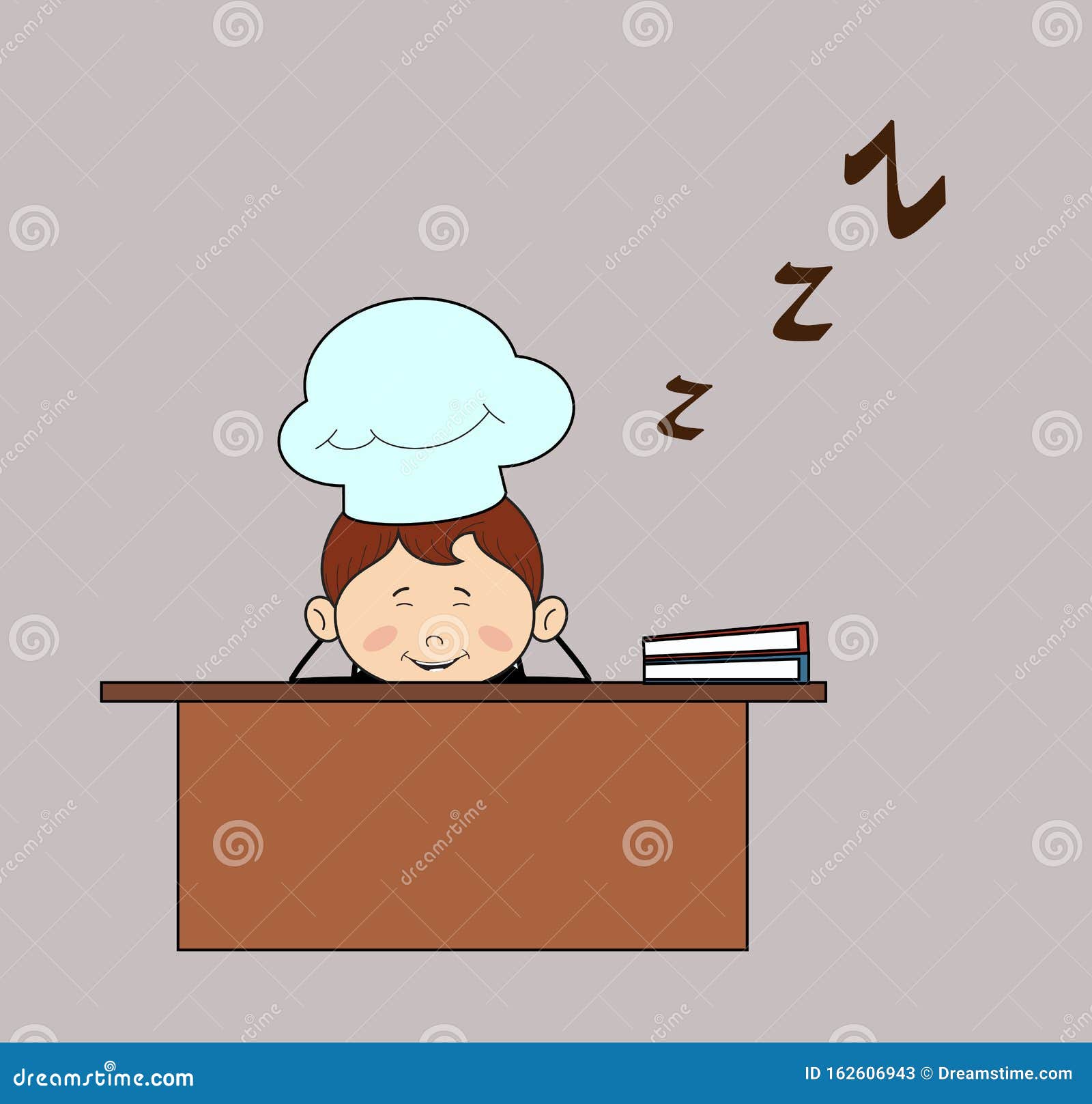 Kitchen Character Chef - Sleeping on Office Desk Stock Vector ...