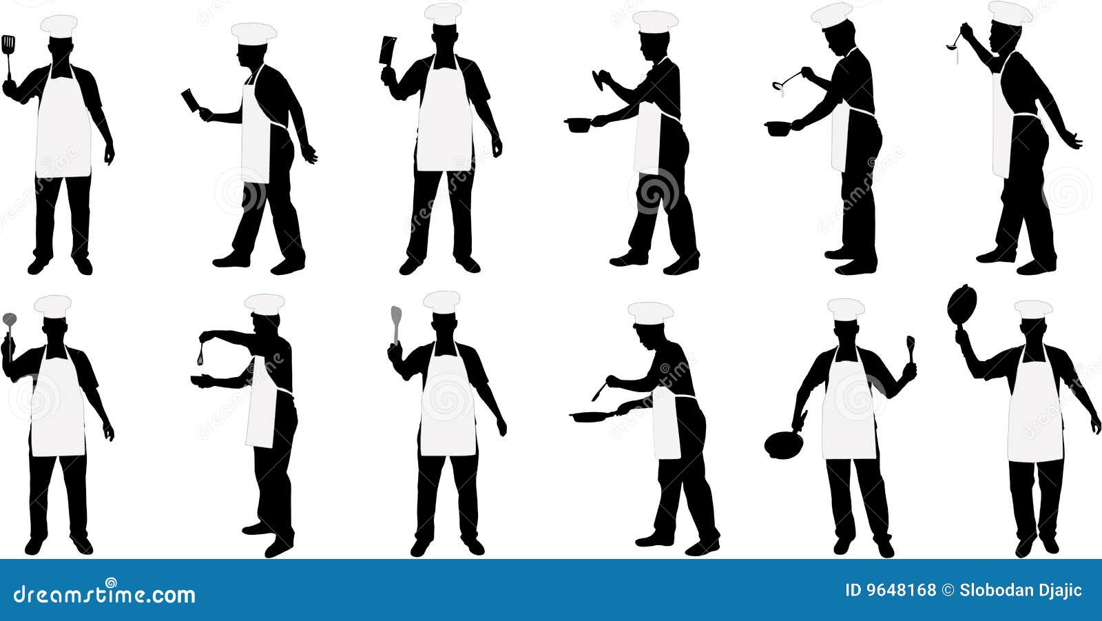 Kitchen chief silhouettes stock vector. Illustration of cooker - 9648168