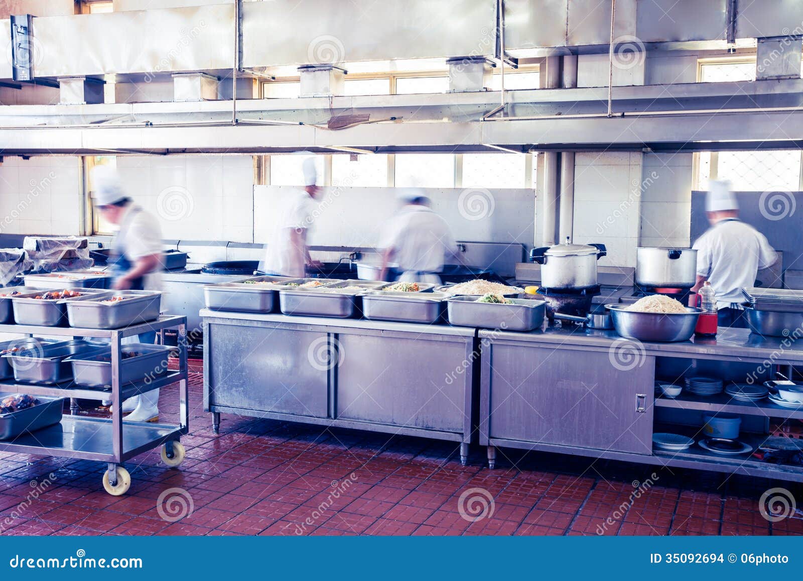 Kitchen of a Chinese Restaurant Stock Photo - Image of asian, blurred ...