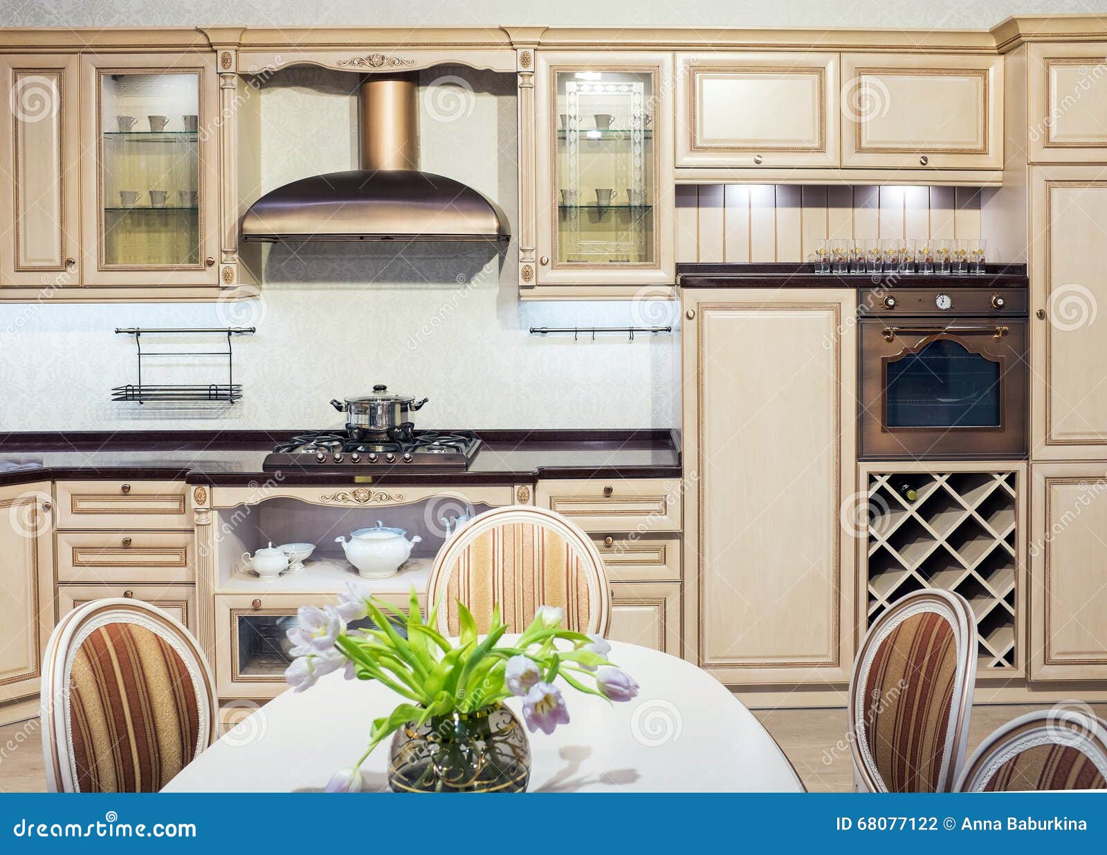 Kitchen in classic style stock photo. Image of indoor - 68077122