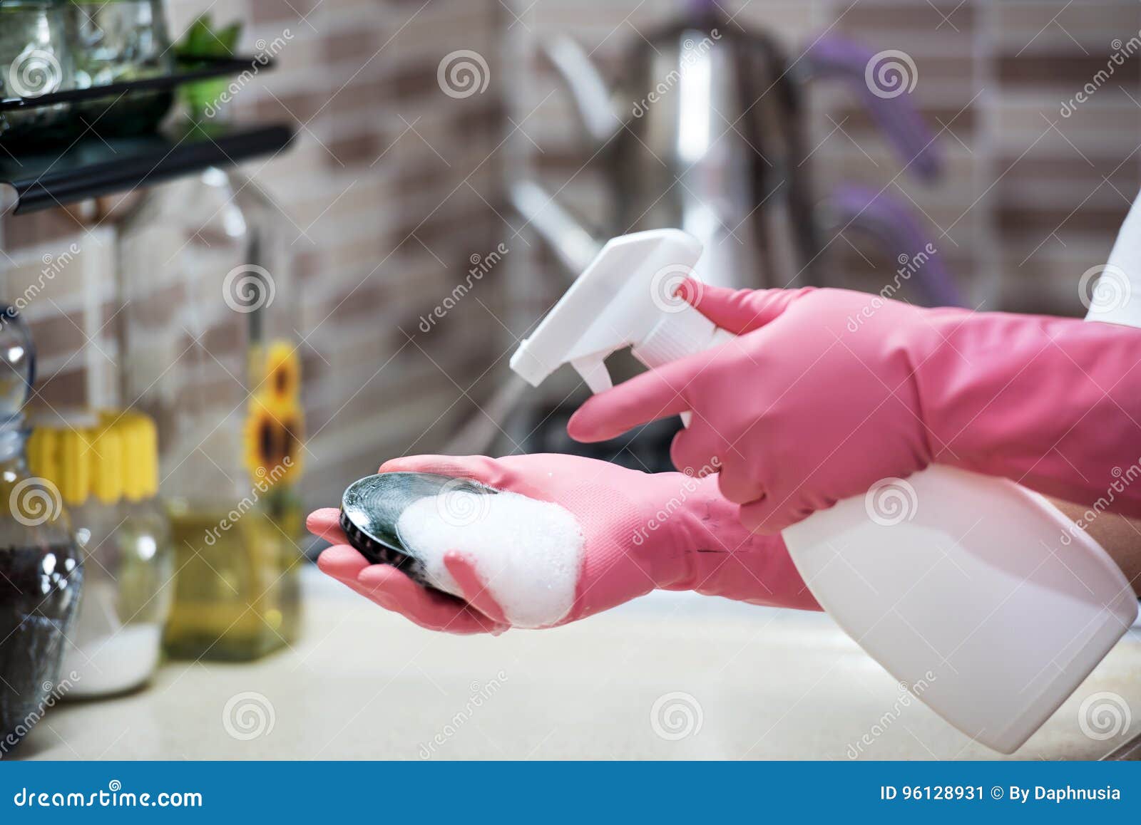 Kitchen cleaning stock image. Image of life, kitchen - 96128931
