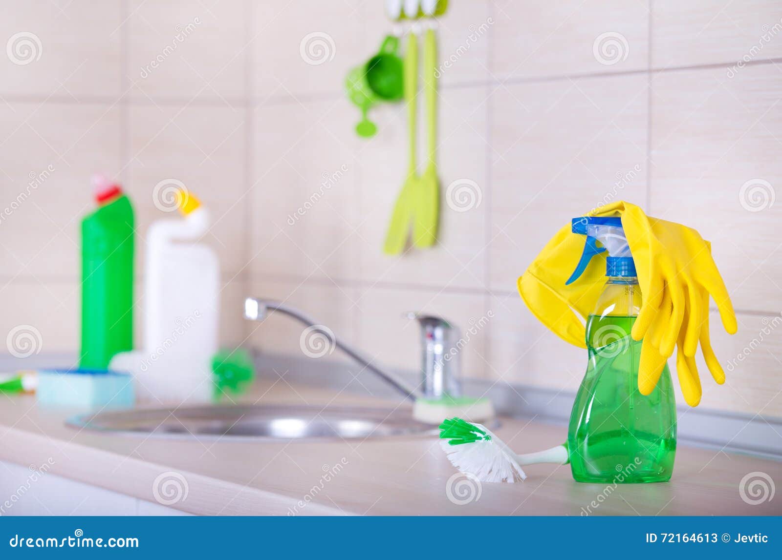 Kitchen cleaning concept stock image. Image of counter - 72164613