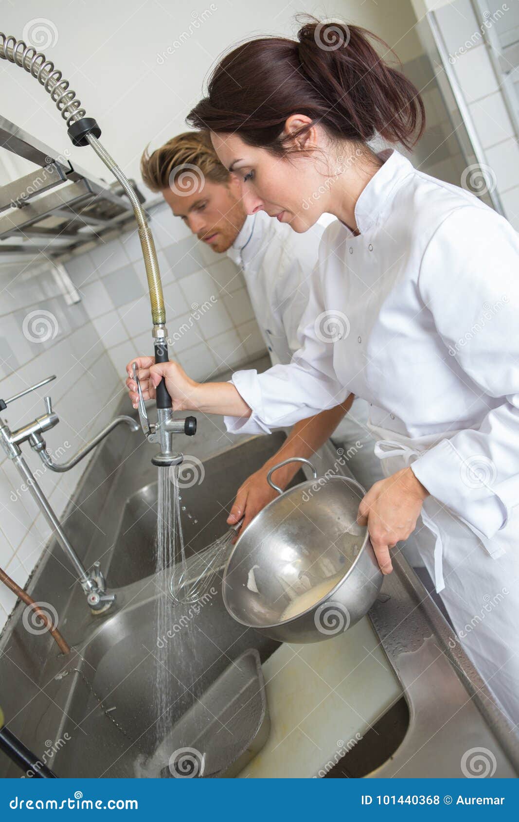 Kitchen Clerks Washing Dishes Stock Photo - Image of cookery, house ...