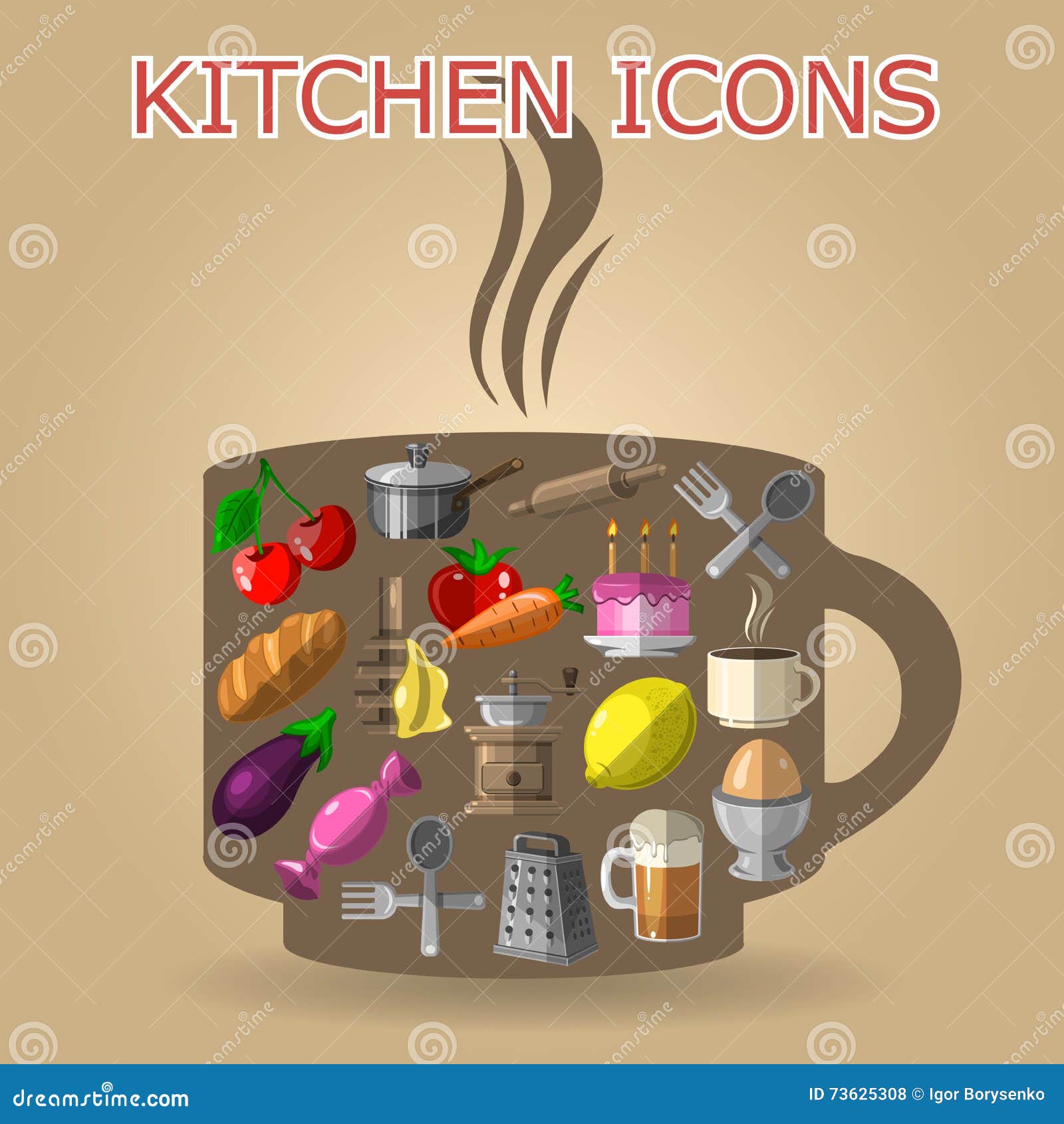 Kitchen composition stock vector. Illustration of food - 73625308