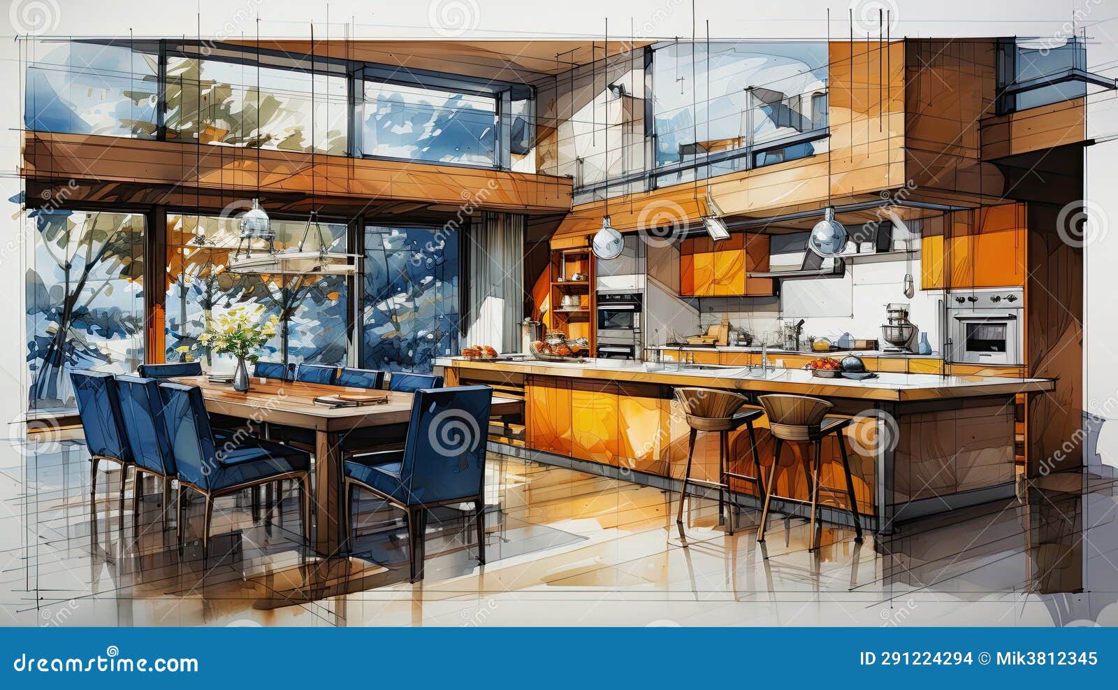 Kitchen concept design. stock illustration. Illustration of ...