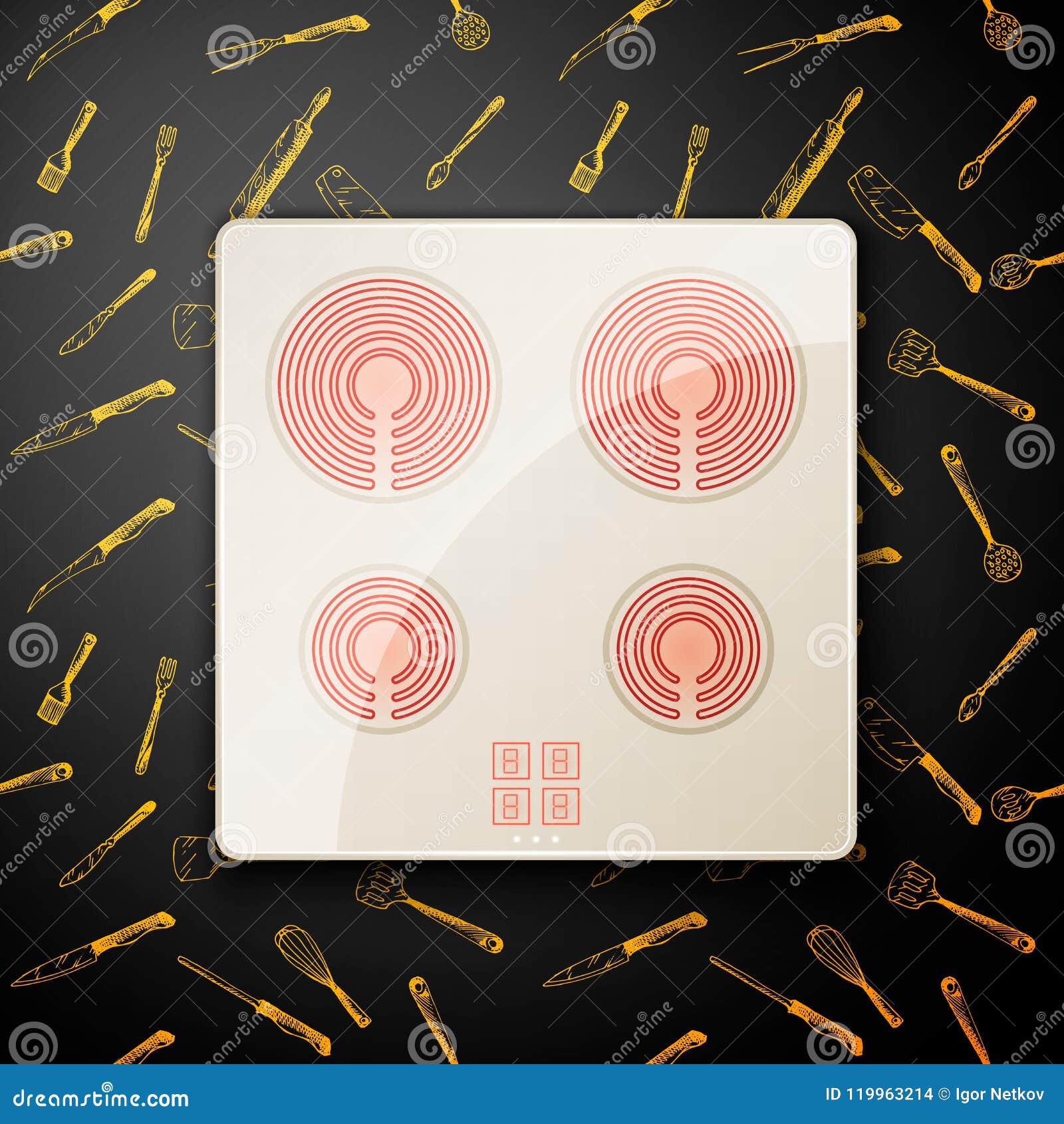 Kitchen Concept Induction Cooking Panel Stock Vector - Illustration of ...