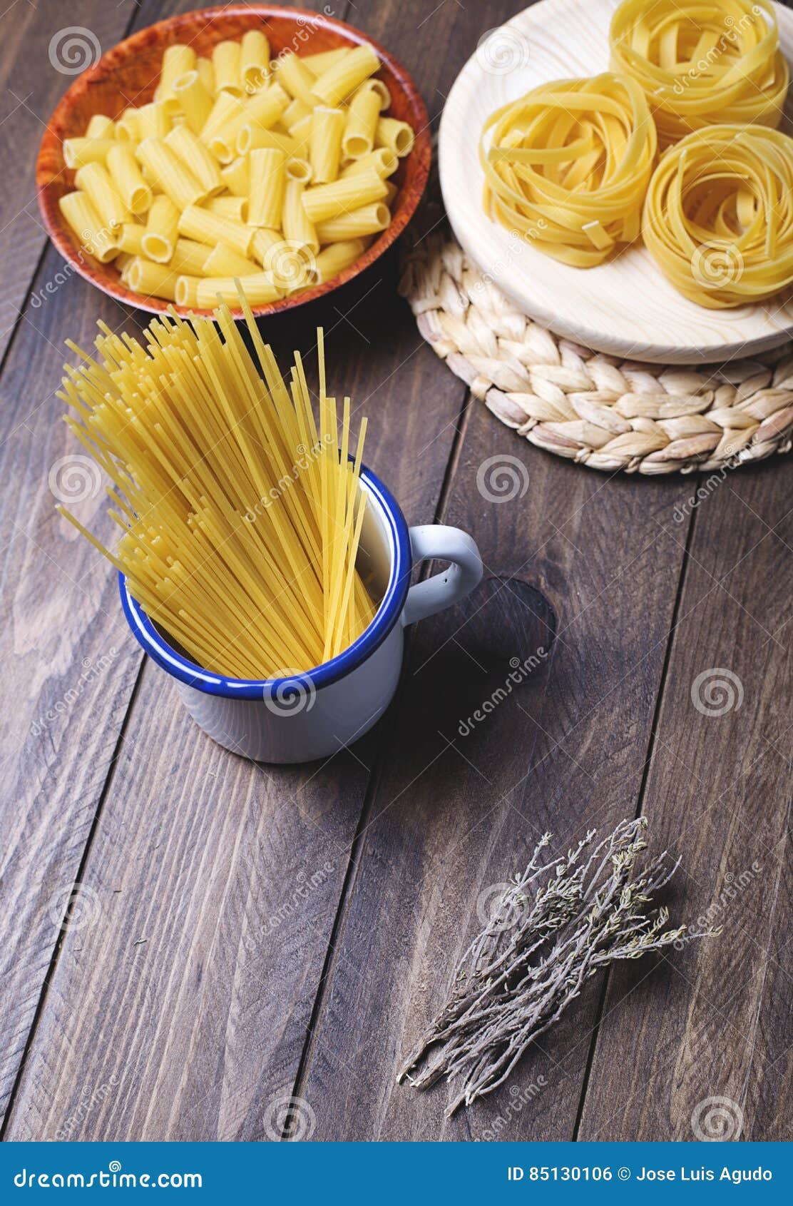 Kitchen Containers with Pasta Ready To Cook. Stock Photo - Image of ...