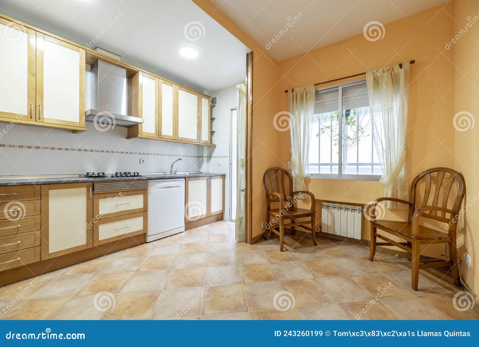 Kitchen with Conventional Wooden Decoration Stock Image - Image of ...