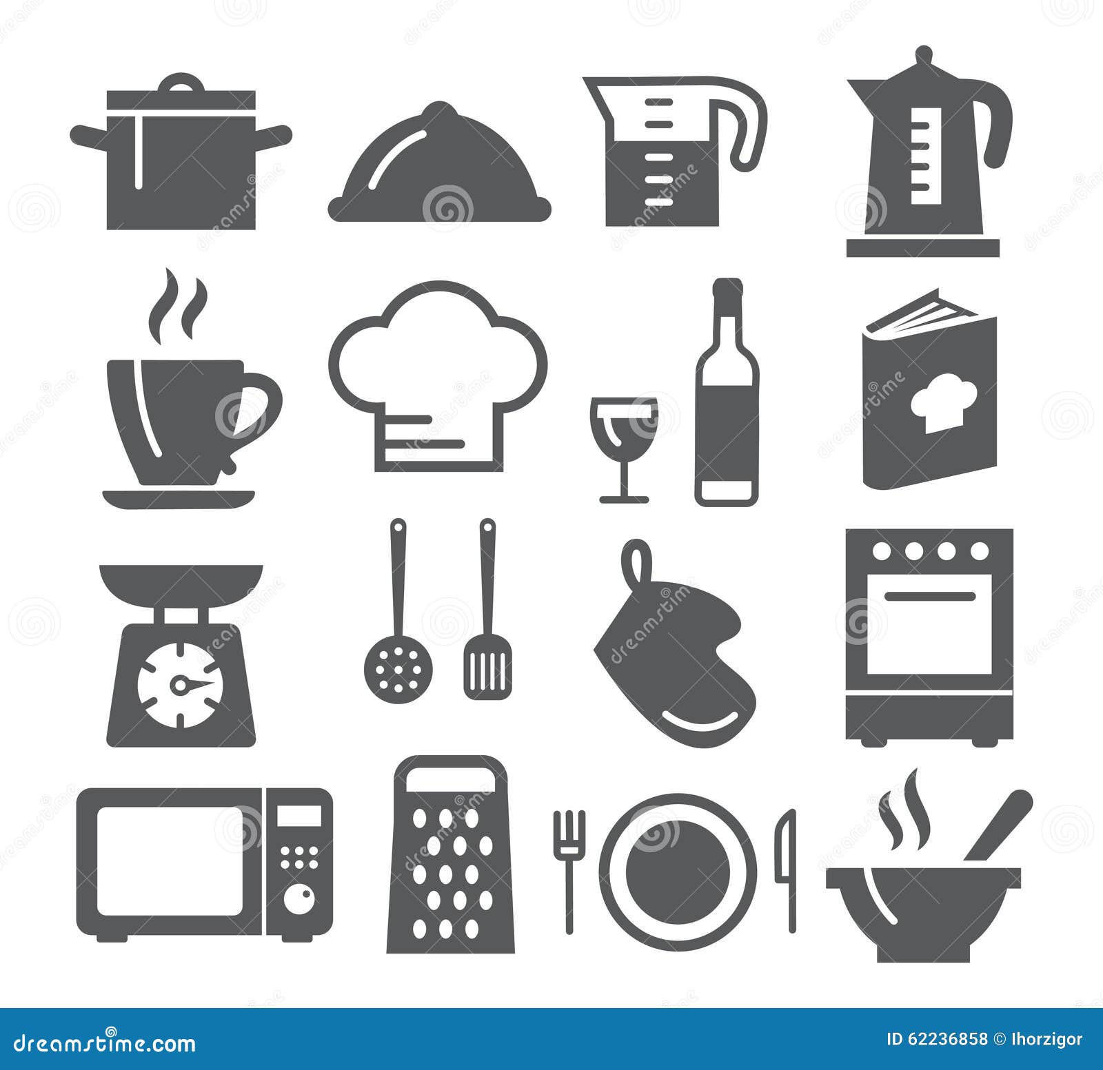 Kitchen and Cooking Icons stock vector. Illustration of soup - 62236858