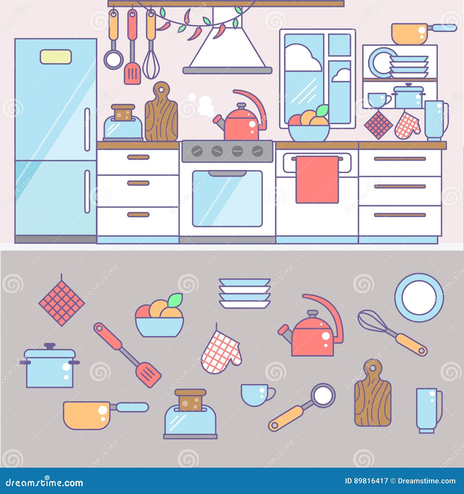 Kitchen and Cooking Infographic Elements Including Icons Stock Vector ...