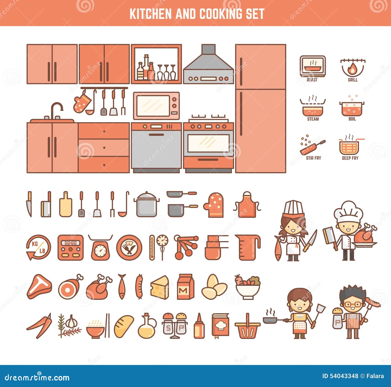 Kitchen and Cooking Infographic Elements for Kid Stock Vector ...