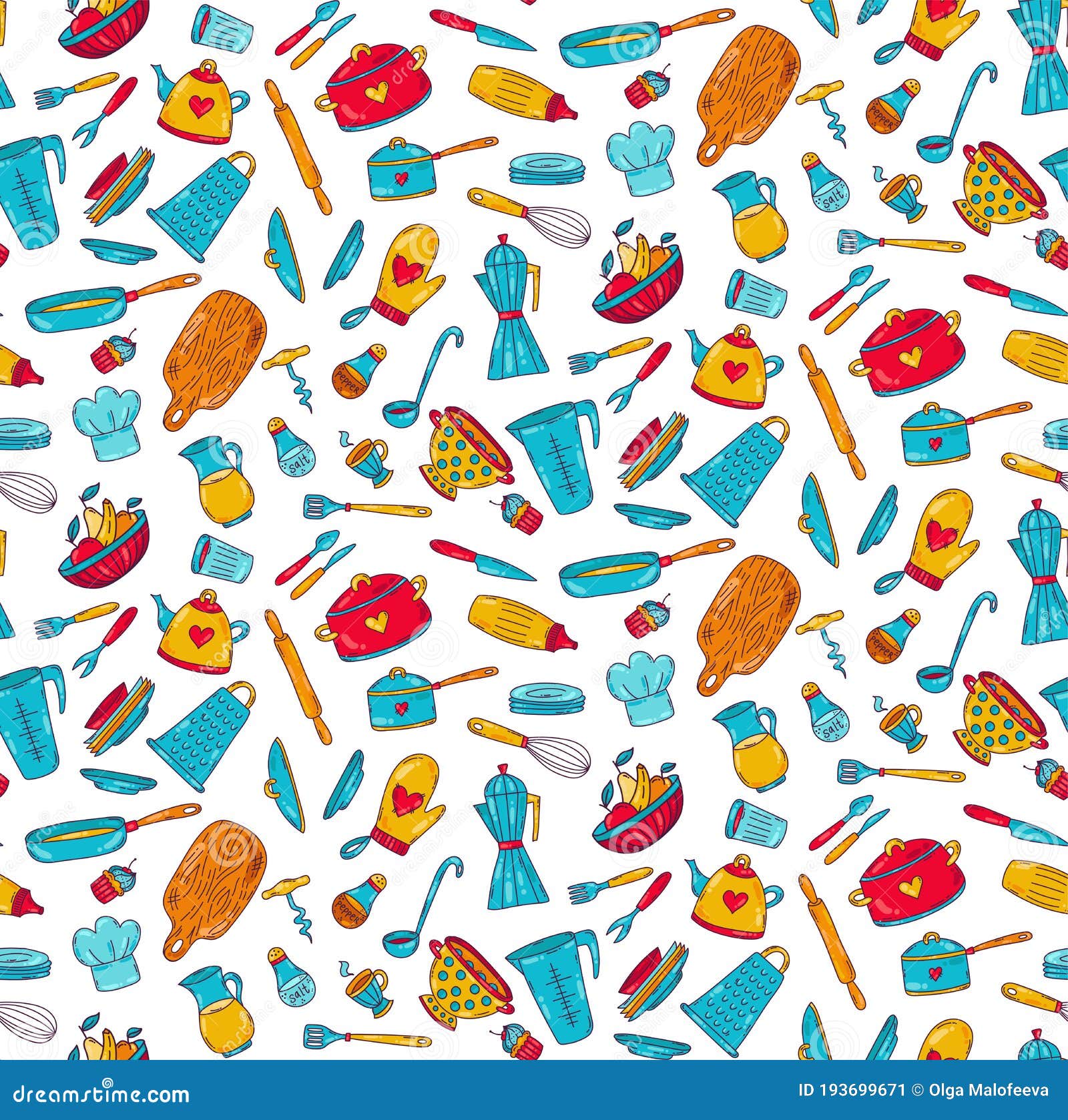 Kitchen cooking pattern stock vector. Illustration of cook - 193699671